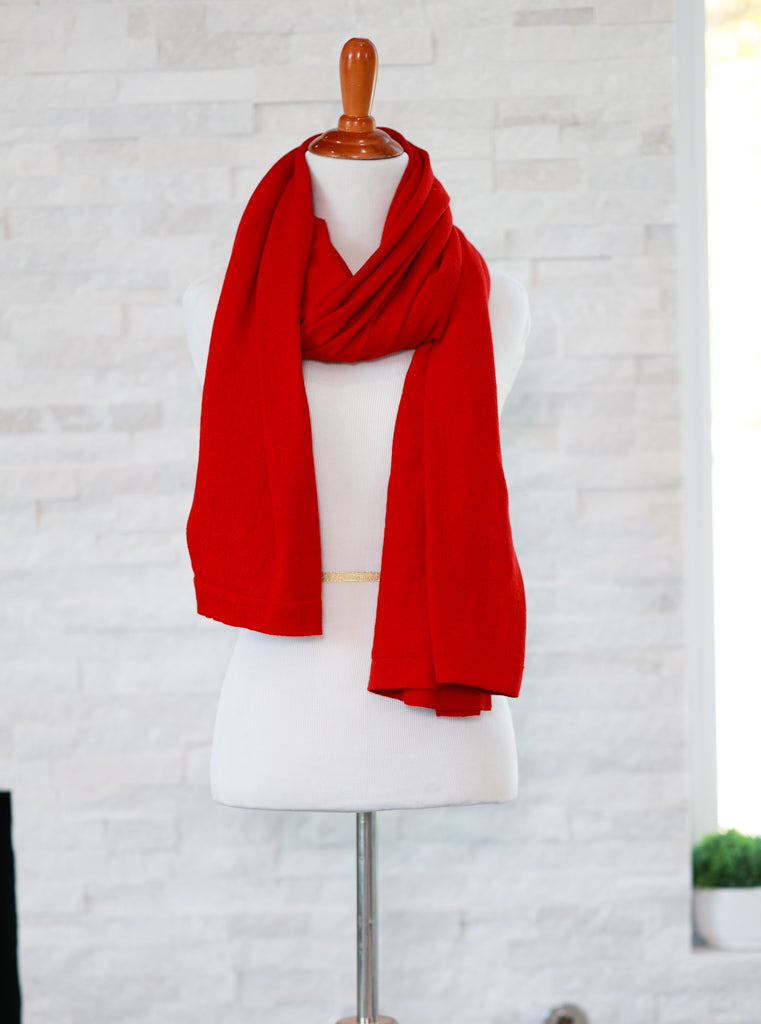 All Season Scarf in Cotton Knit - Red (Limited Edition) – Darzzi